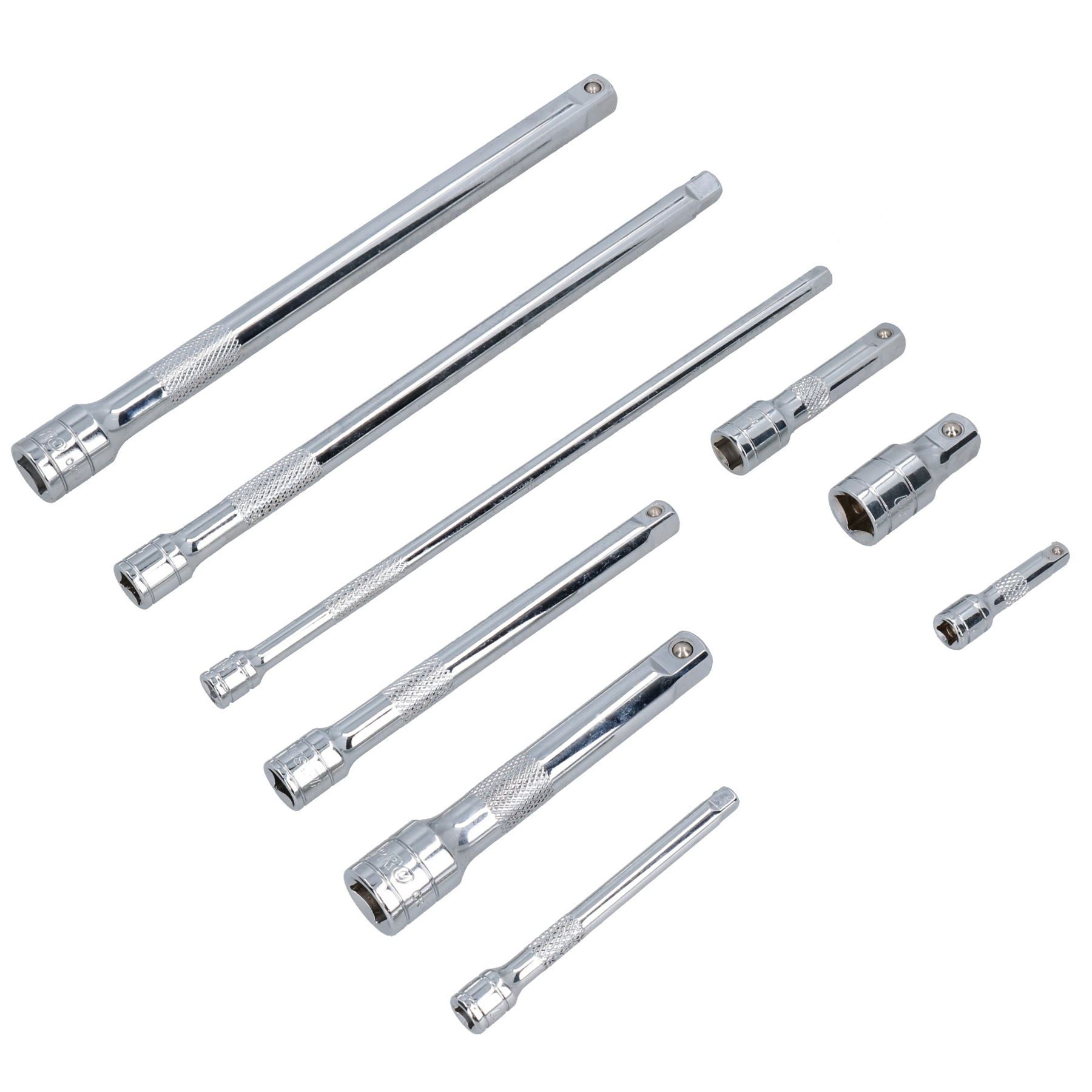 9pc Mixed Drive Straight Socket Extension Set 1 4 3 8 And 1 2 Drive