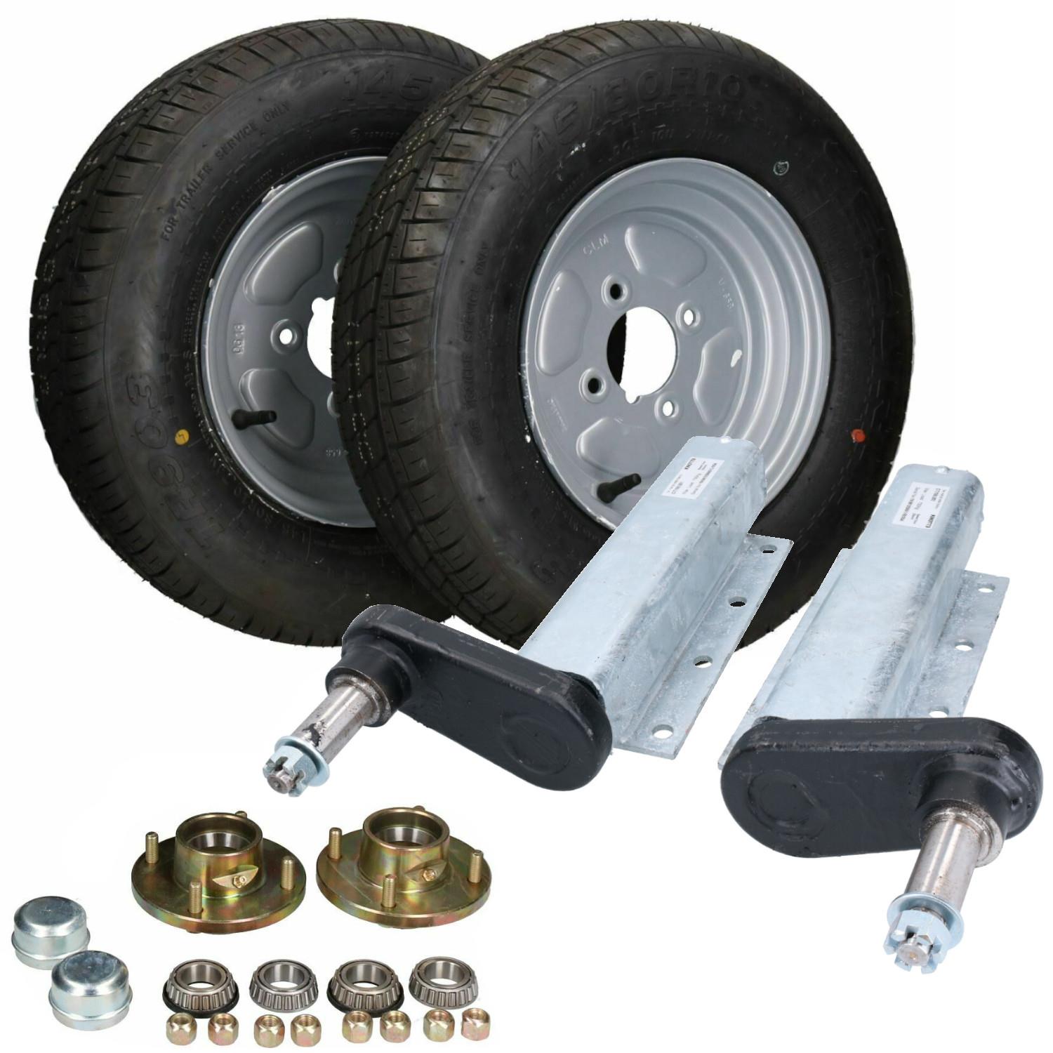 750kg Galvanised Trailer Suspension Units & 10" Wheels & Tyres Kit 4 ...