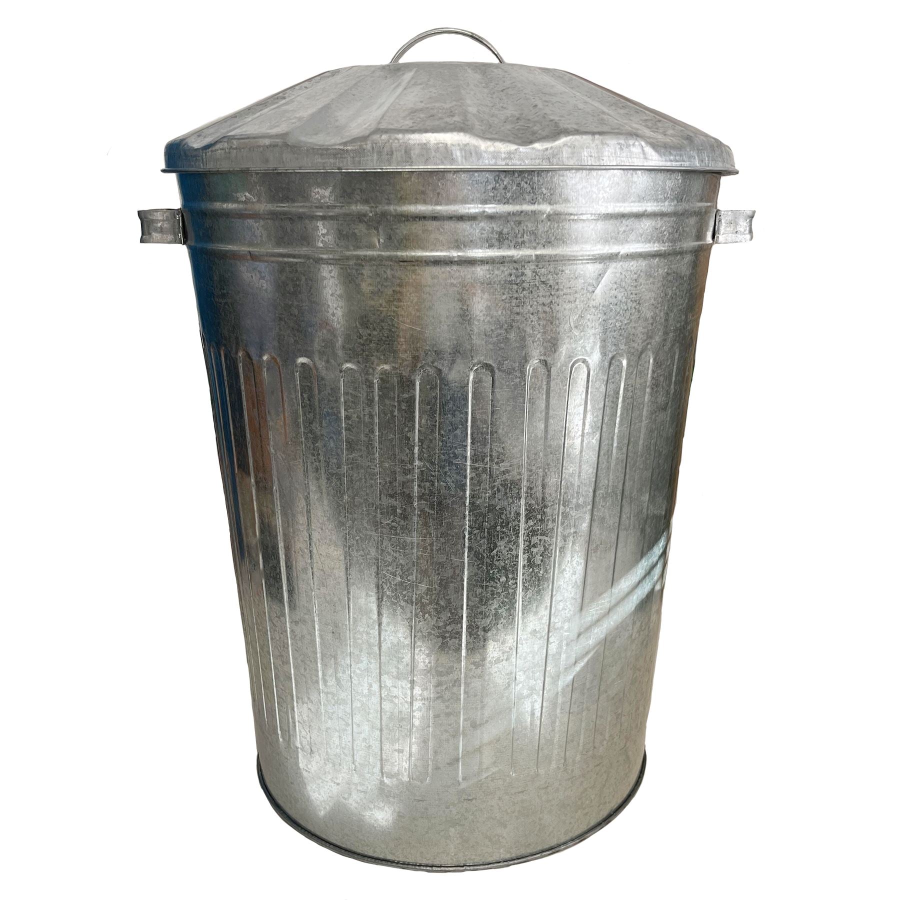 Large Metal Galvanised Bin with Lid + Handles Waste and Animal Feed St ...
