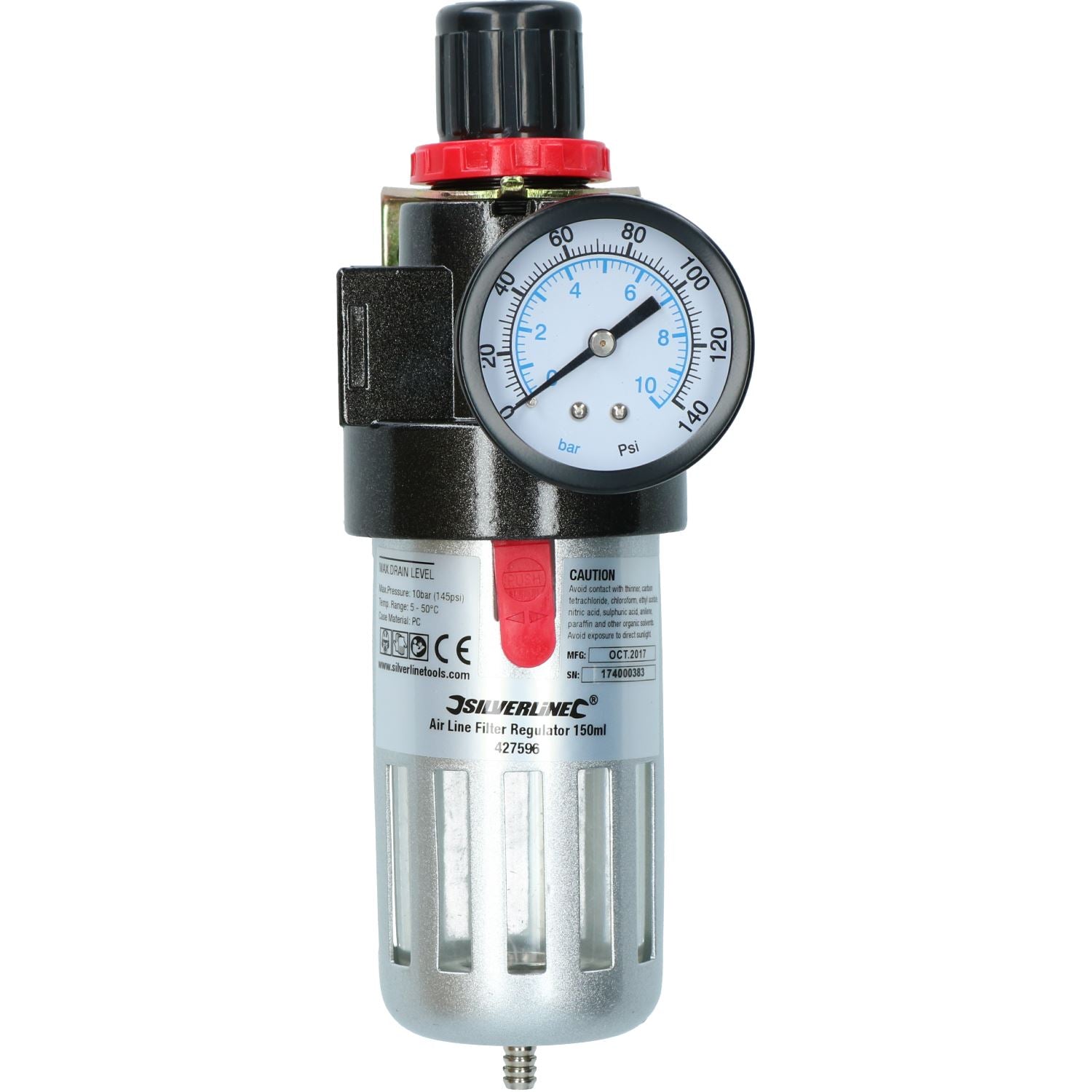 Air Line Pressure Regulator Water Trap 1/4 BSP Air Compressor Sil110 ...