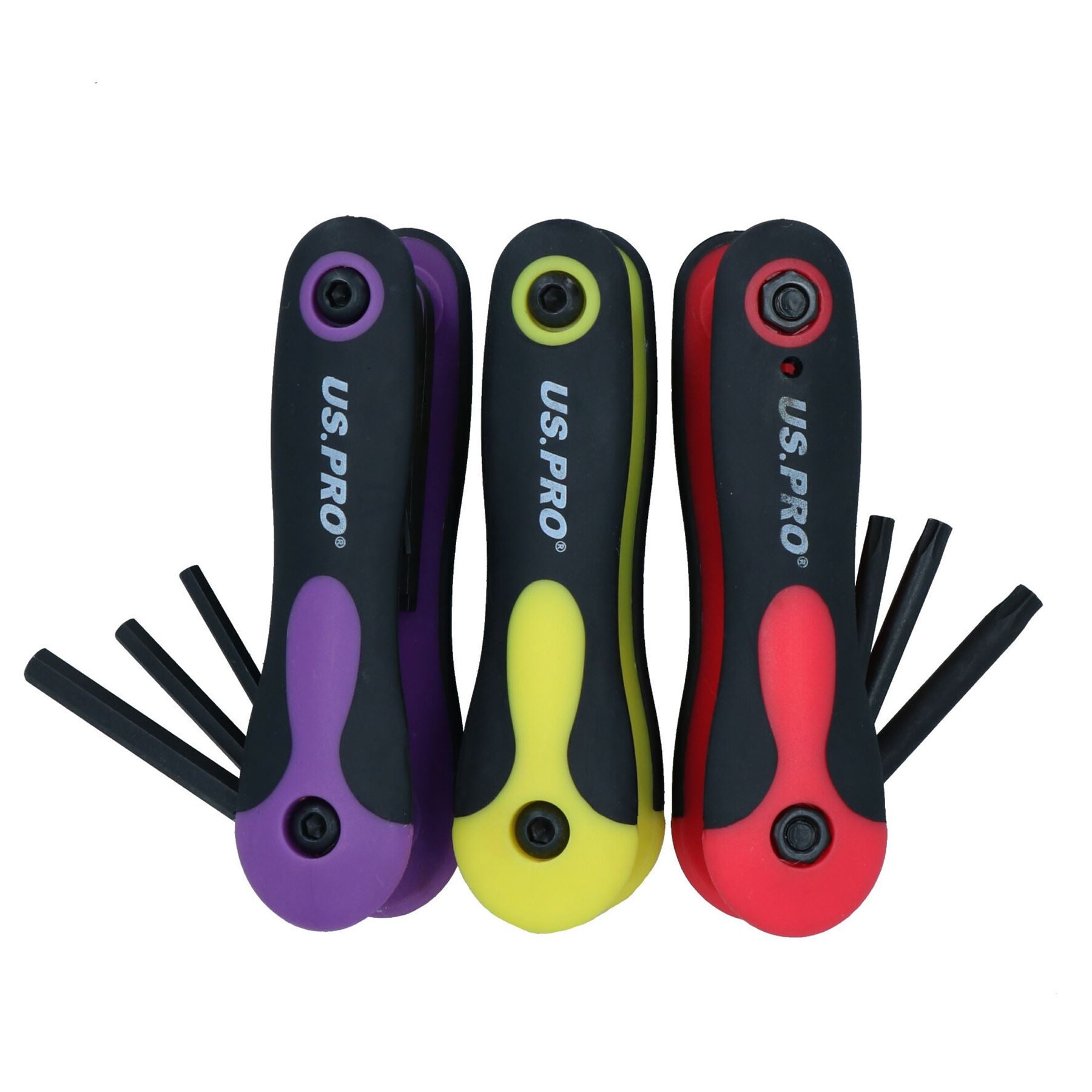 3pc Folding Allen Hex Star Torx Key Wrench Set Metric + Imperial 27 Si ...