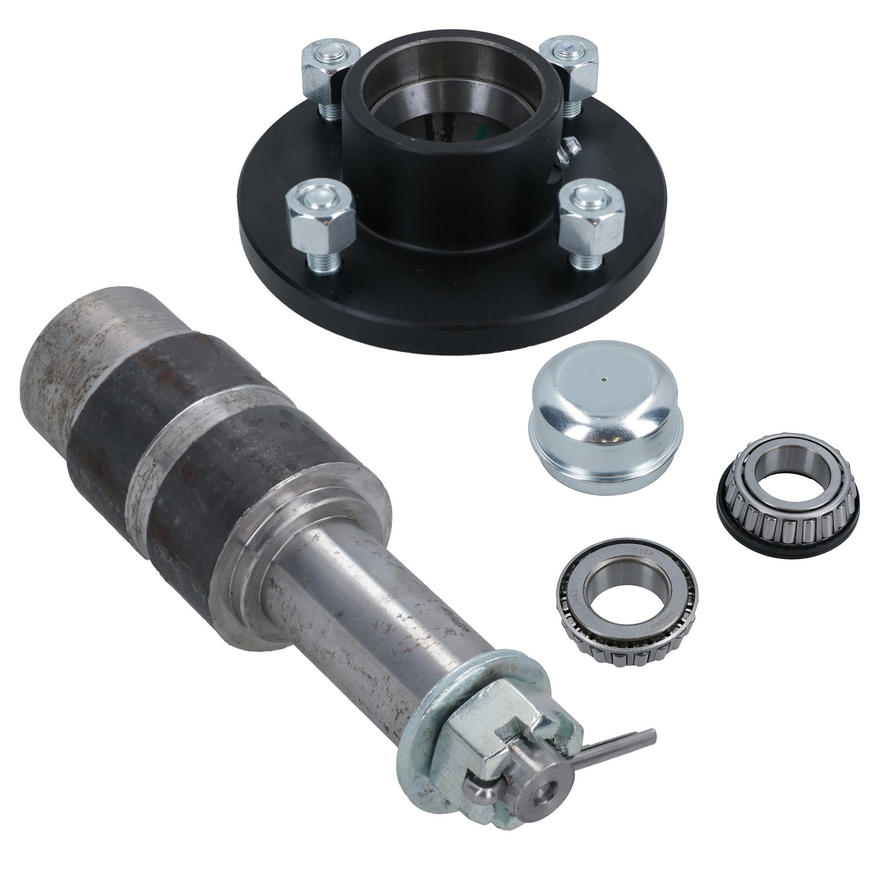 4 Inch PCD Trailer Wheel Hubs + Bearings With Weld On Extended Stub Ax ...