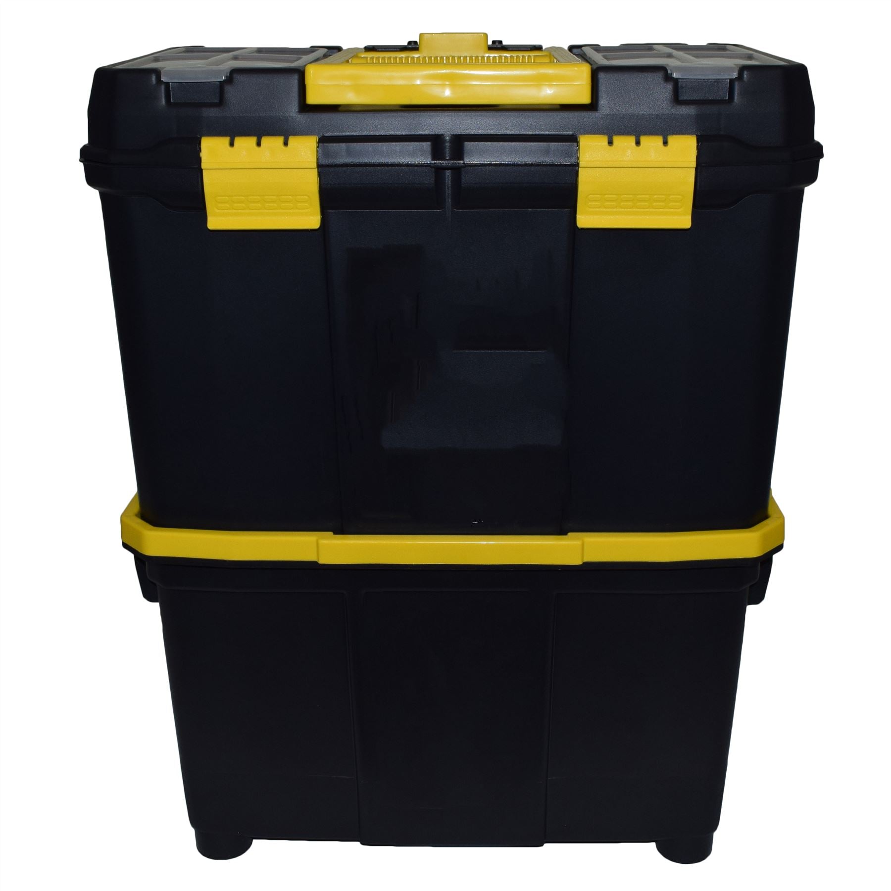 Plastic Double Tool Box Toolbox Storage Pull Along Handle Trolley 9 Co ...