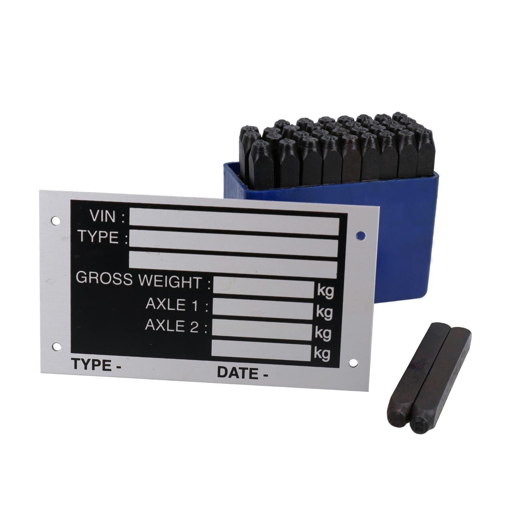 Trailer Blank VIN & Weight Chassis Plate & Letter Stamp Set will fit I ...