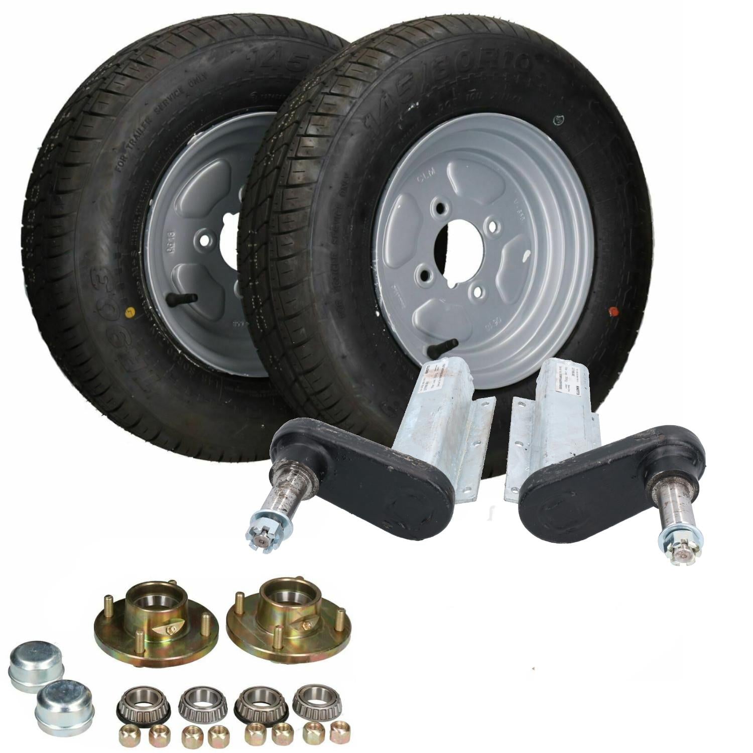 350kg Galvanised Trailer Suspension Units & 10" Wheels & Tyres Kit 4 ...