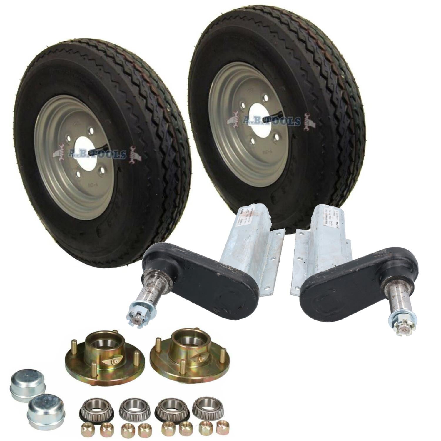 350kg Galvanised Trailer Suspension Units & 8" Wheels & Tyres Kit 4" P ...